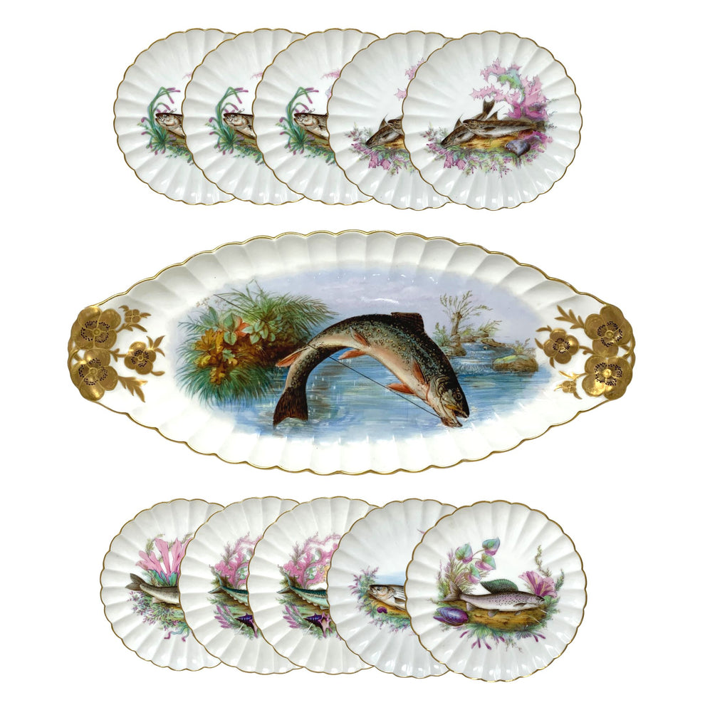Vintage Hand Painted Porcelain Fish Set (11pcs) – Goodman's Antiques ...