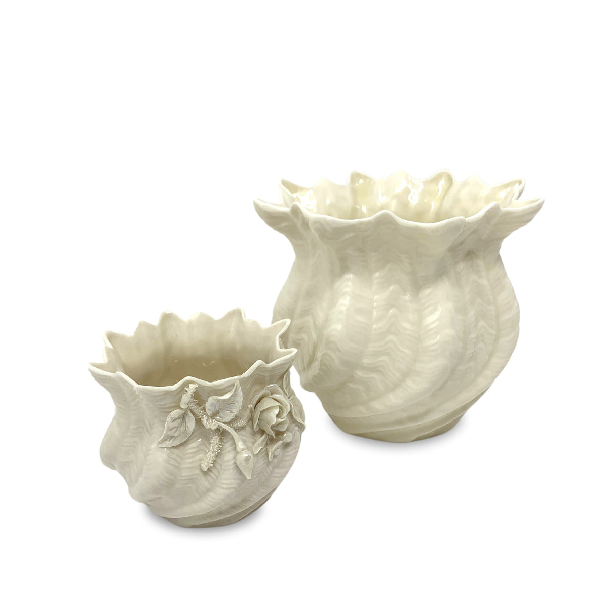 Belleek Small & Medium Neptune Vases (Pair) – Goodman's Antiques ...