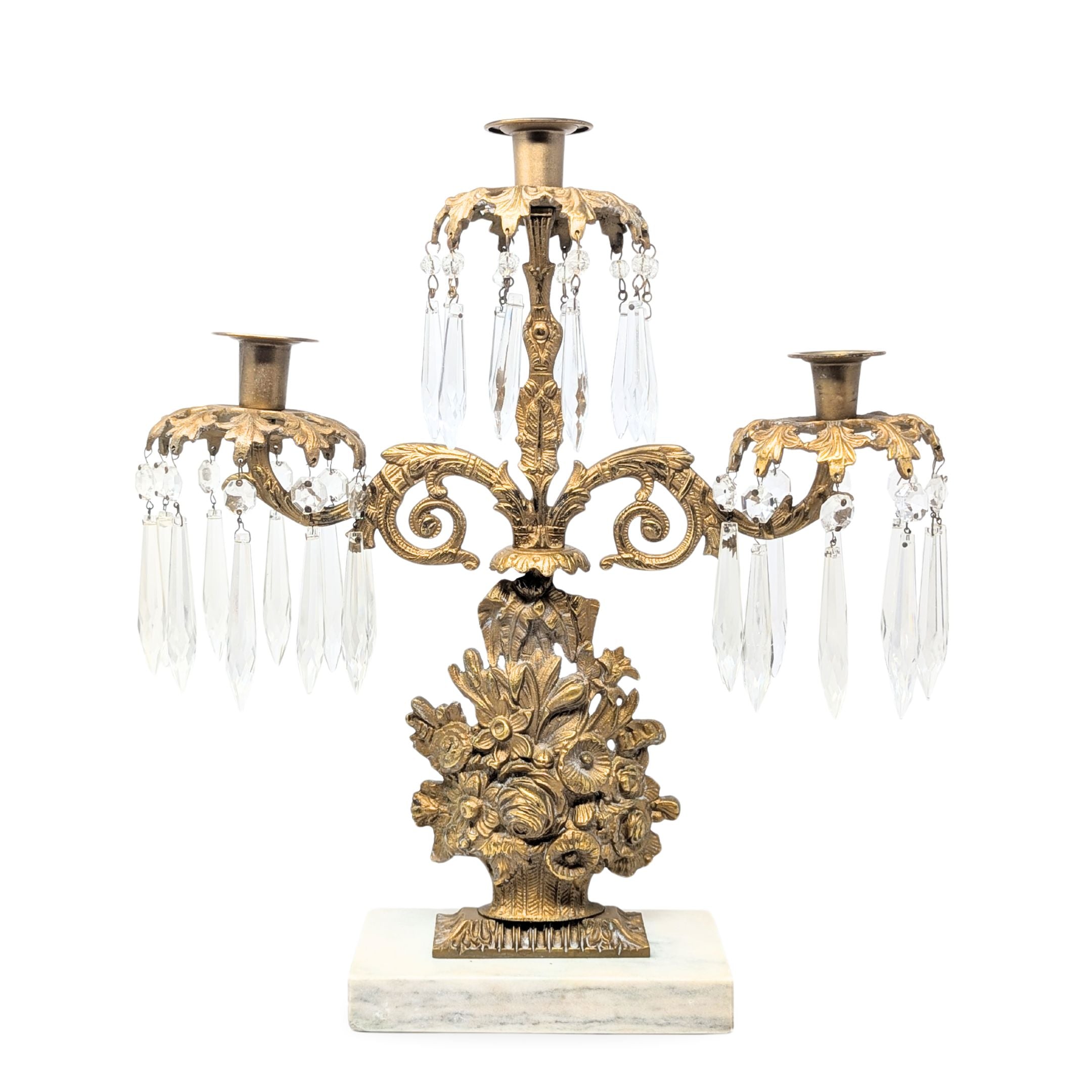 Victorian Gilt Bronze 15" Girandole Candelabra w/ Prisms – Goodman's ...
